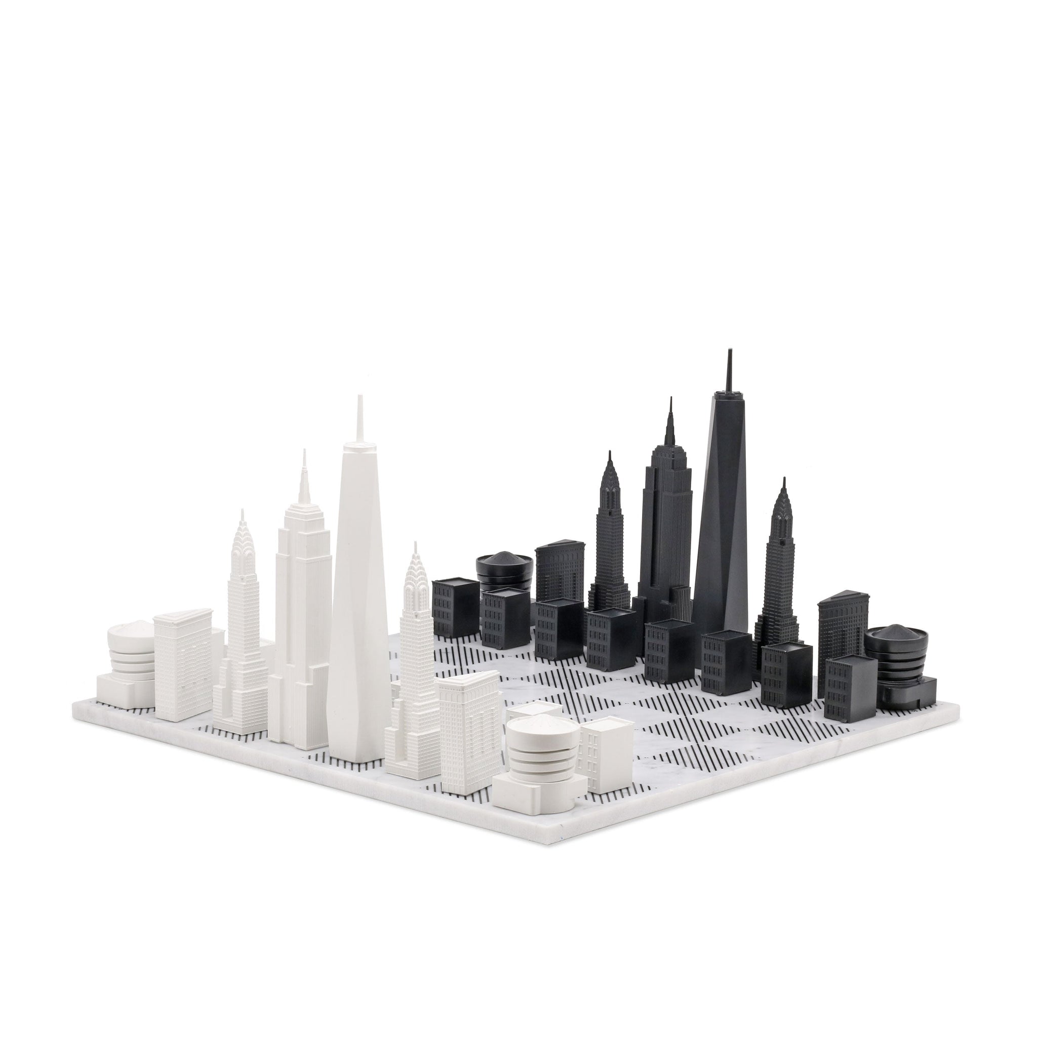 Chess Set NEW YORK Edition with Marble Hatch Board