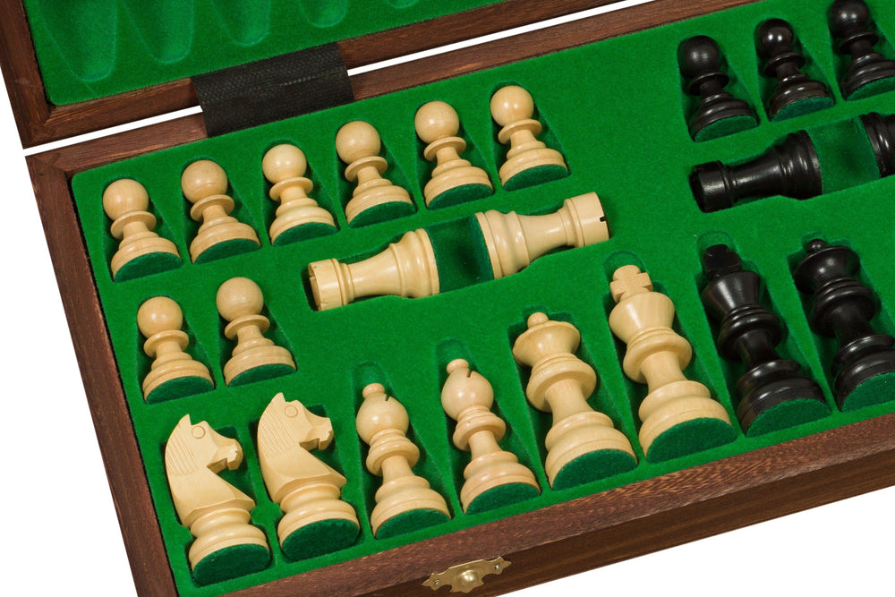 16" Folding Tournament Wood Chess Set No.4 with German Ebonized 3" Pie