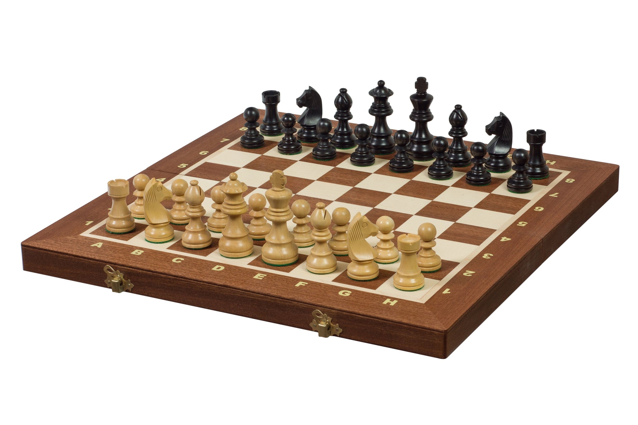 16" Folding Tournament Wood Chess Set No.4 with German Ebonized 3" Pie