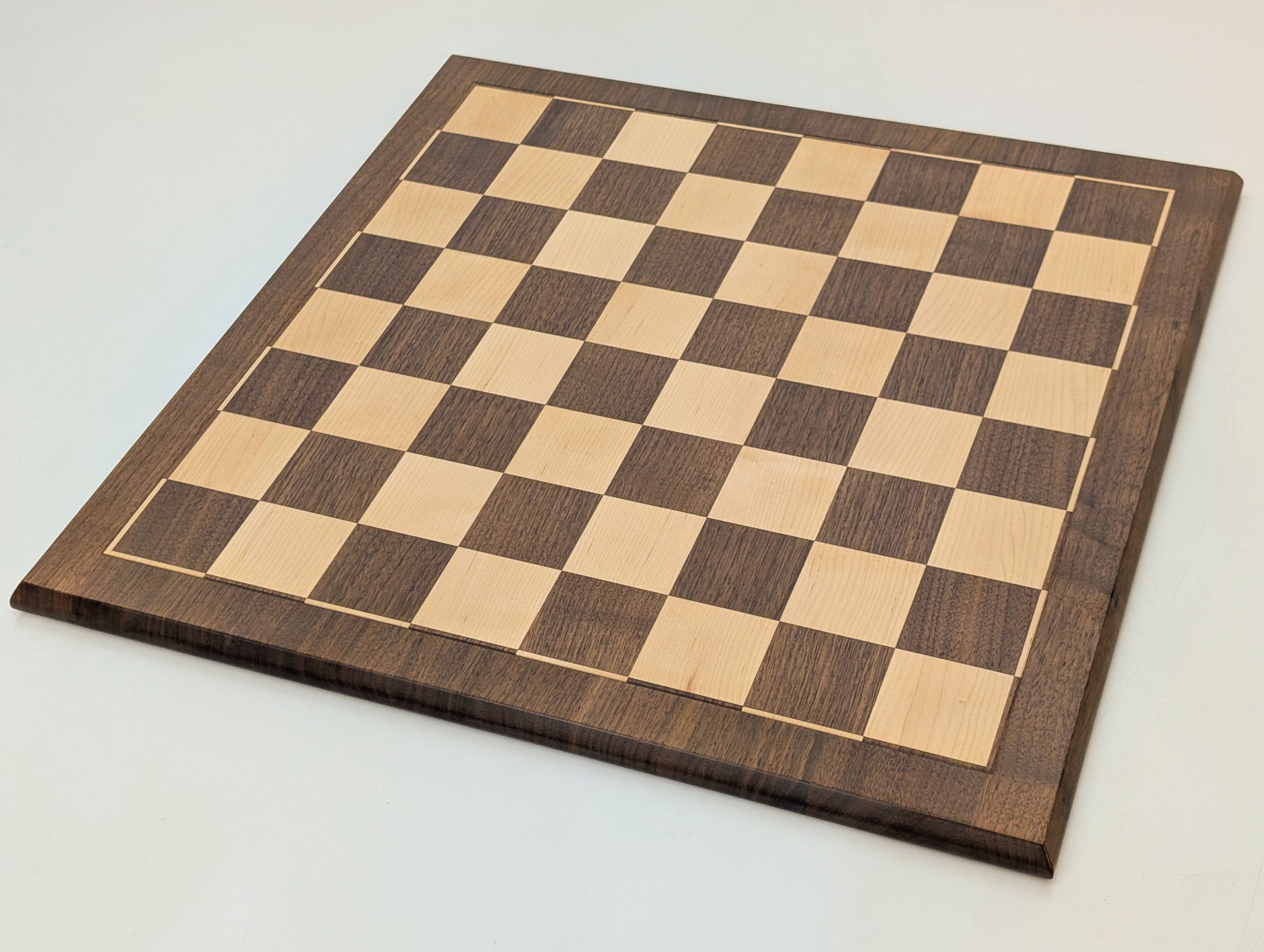 21" Hardwood Chessboard 2.25" Squares JLP, USA - Edge Square Accents