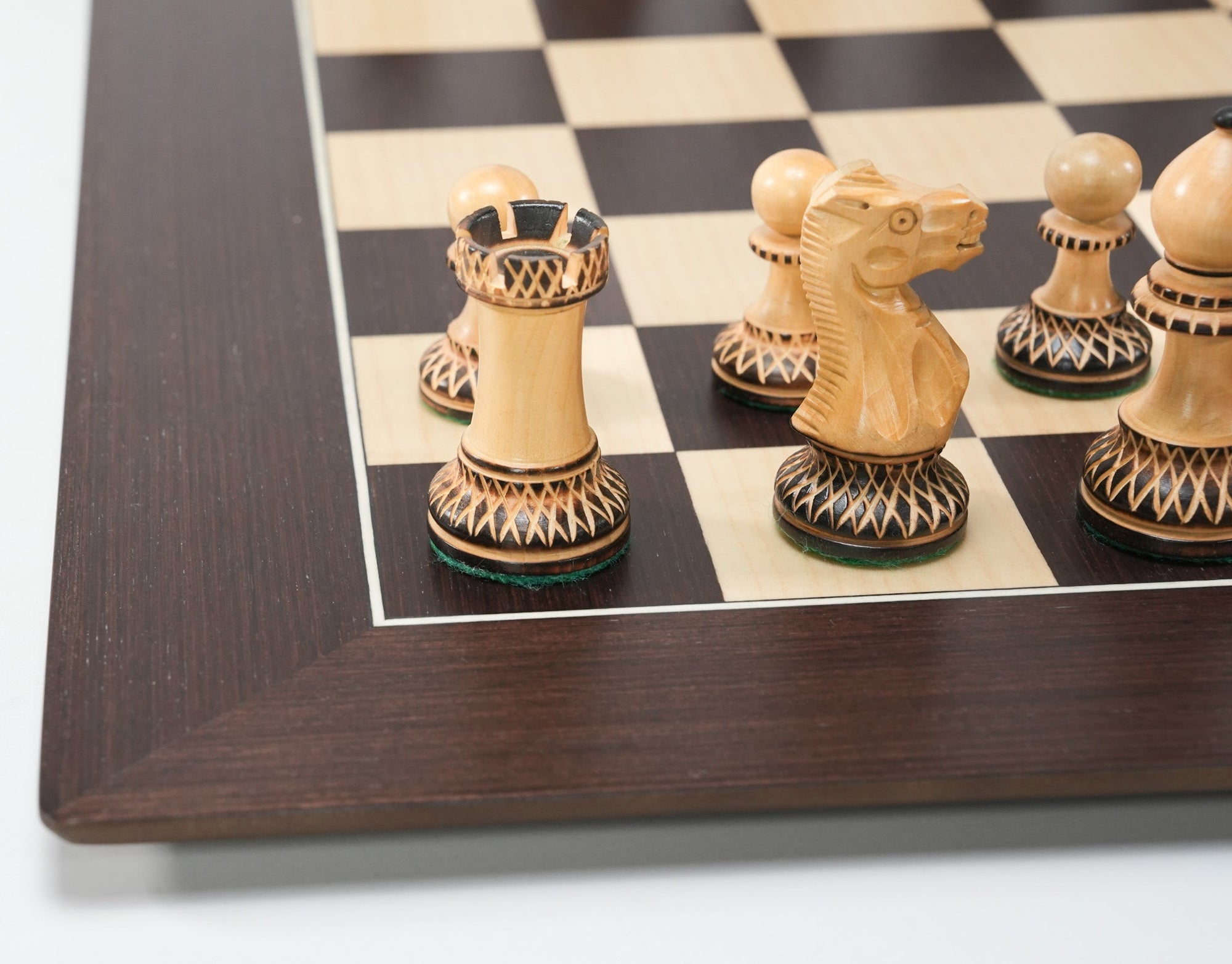 Burnt Grandmaster Chess Men on Wenge Barcelona Board