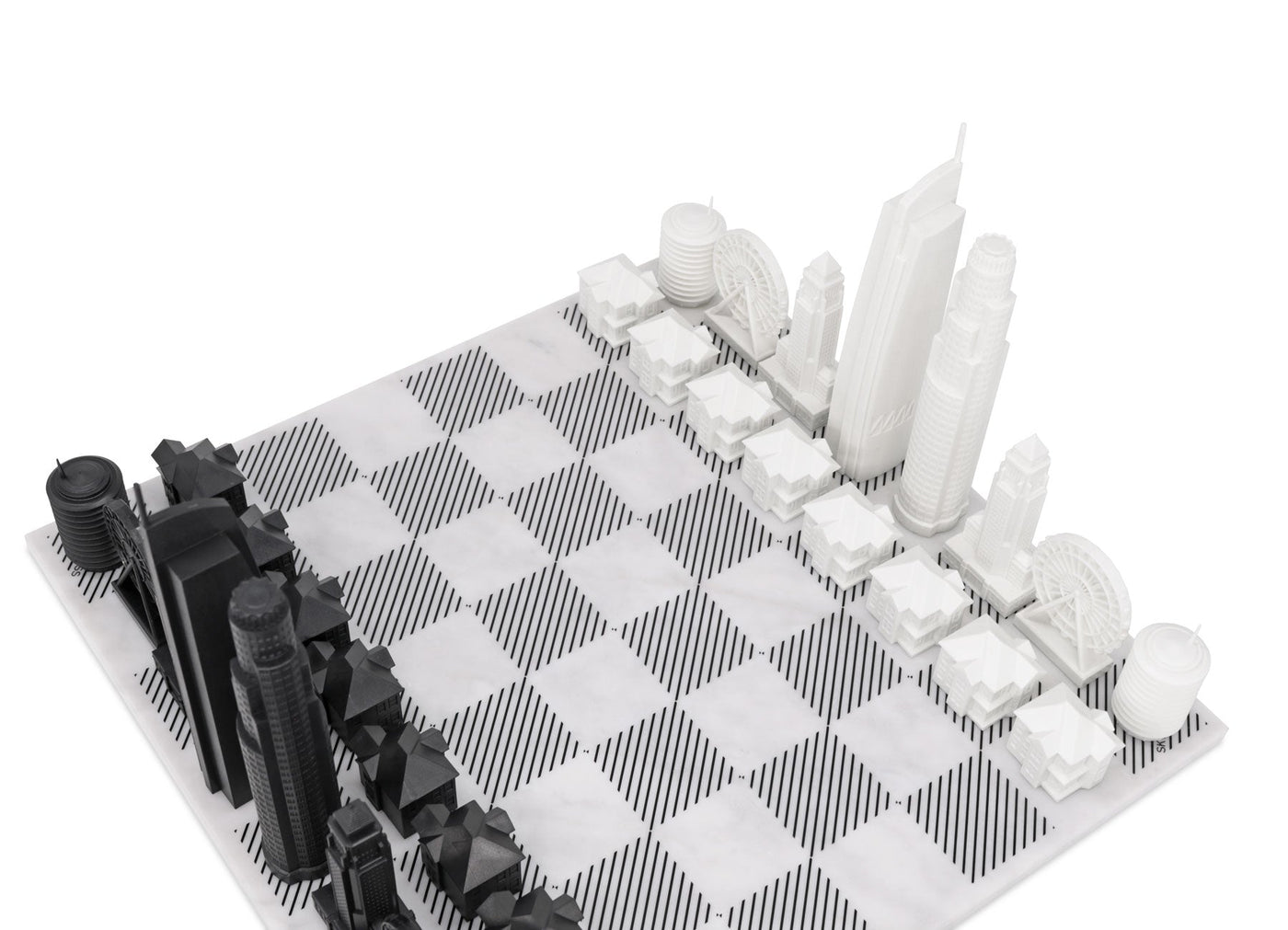 Chess Set LOS ANGELES Edition with Marble Hatch Board