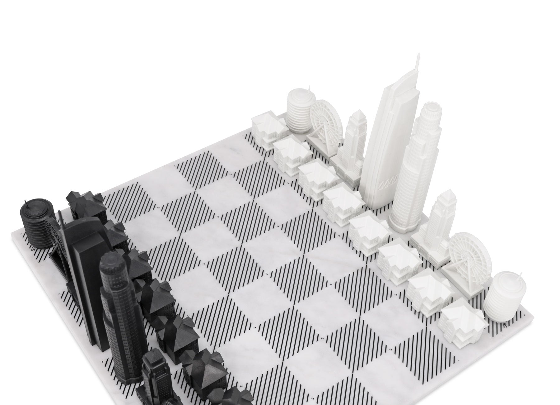 Chess Set LOS ANGELES Edition with Marble Hatch Board