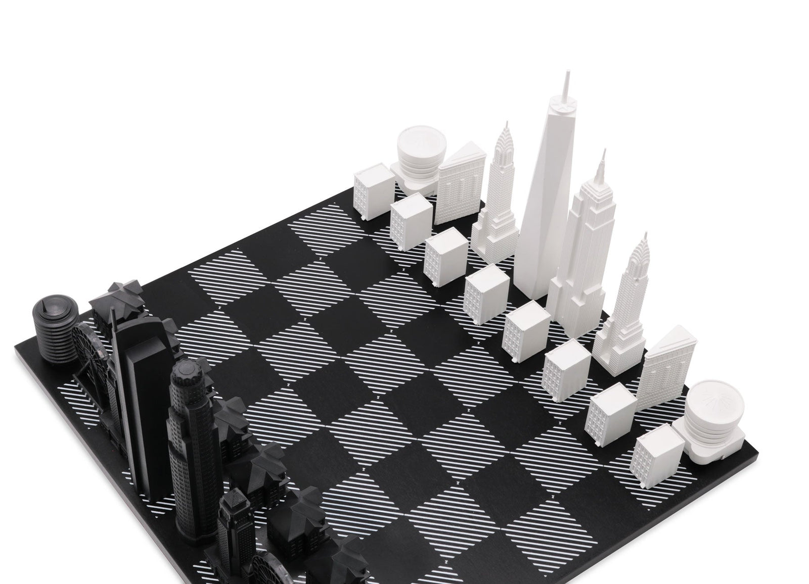 Chess Set NEW YORK vs LOS ANGELES Edition with Wood Hatch Board