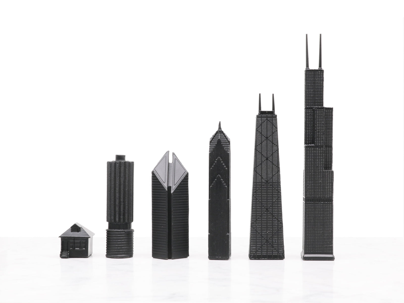 Chess Set Stainless Steel CHICAGO Edition with Chicago Wood Map Board