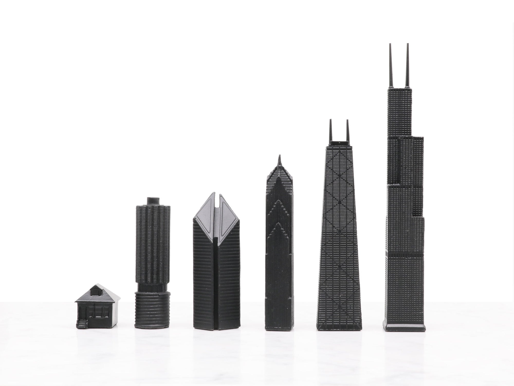 Chess Set Stainless Steel CHICAGO Edition with Chicago Wood Map Board