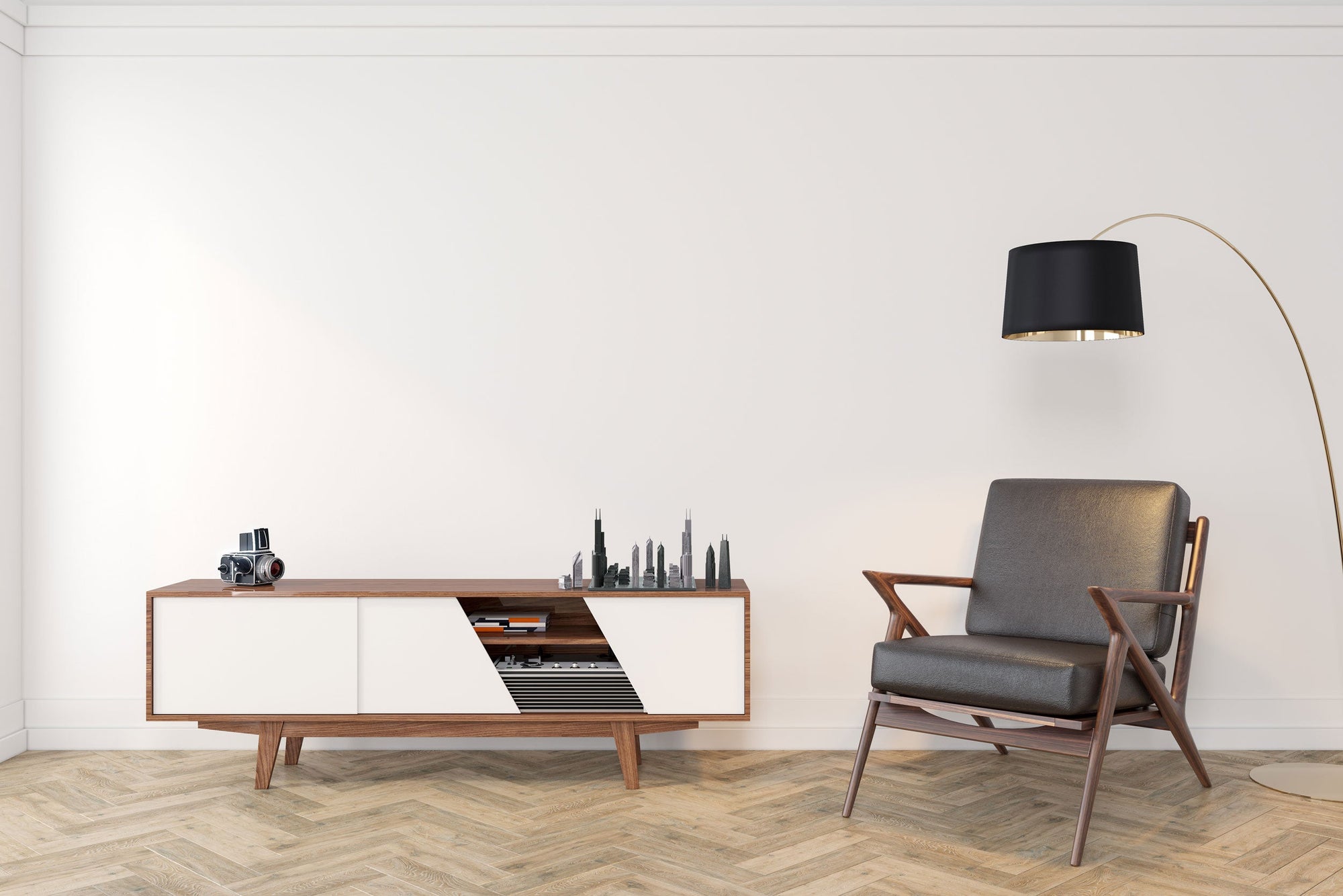 Chess Set Stainless Steel CHICAGO Edition with Chicago Wood Map Board