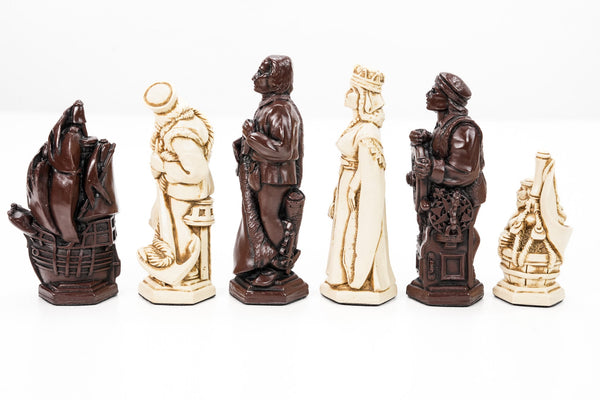 Christopher Columbus Chess Pieces by Berkeley - Russet Brown – Chess House