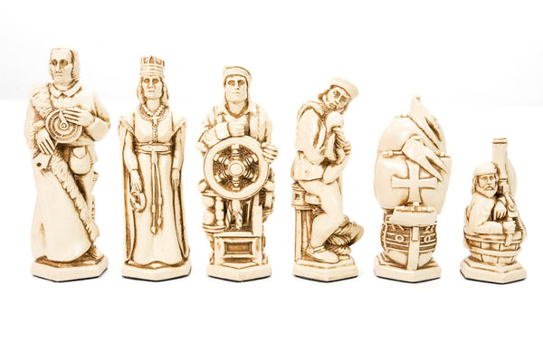 Christopher Columbus Chess Pieces by Berkeley - Russet Brown – Chess House