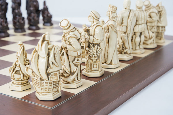 Christopher Columbus Themed Pieces on Palisander Board – Chess House