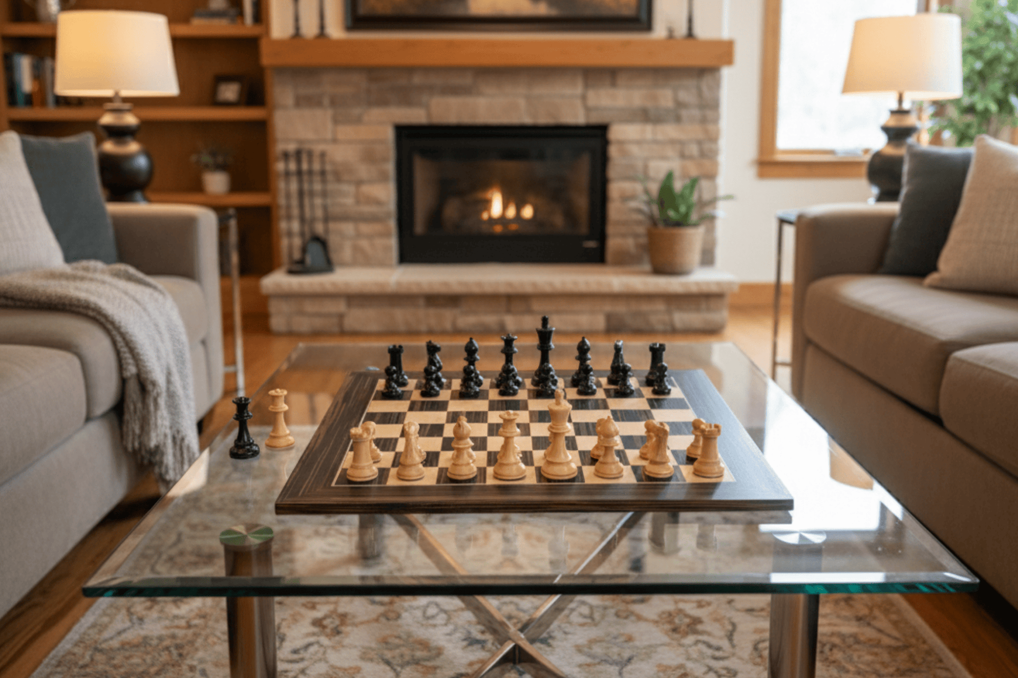 Grandmaster Tiger Ebony Chess Set with 21.5" Board and 4" King