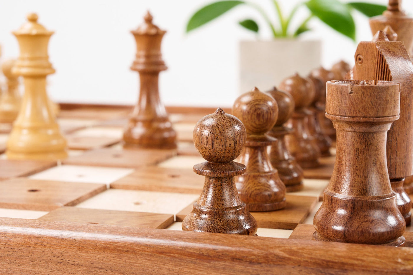 Solid Wooden Chess Set for the Blind and Visually Impaired - 3.75" Kin