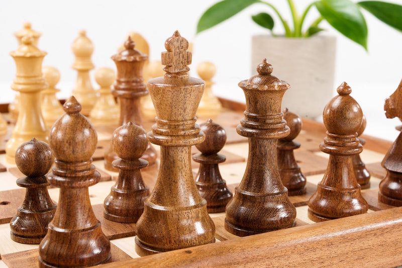 Solid Wooden Chess Set for the Blind and Visually Impaired - 3.75" Kin