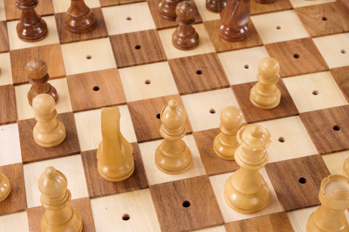 Solid Wooden Chess Set for the Blind and Visually Impaired - 3.75" Kin