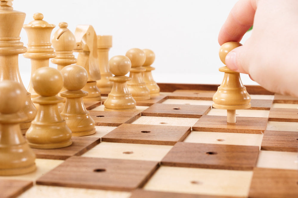 Solid Wooden Chess Set for the Blind and Visually Impaired - 3.75" Kin