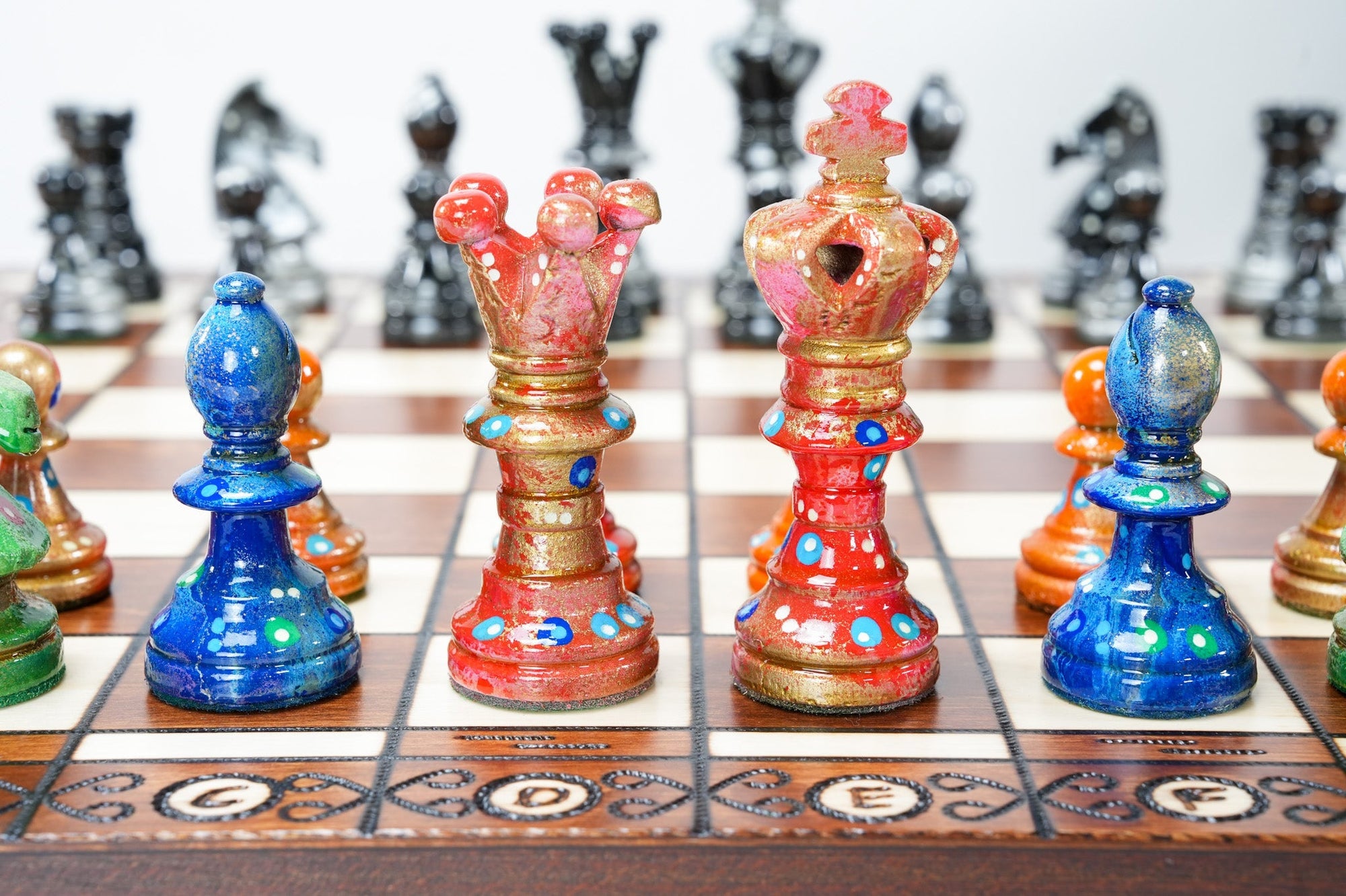 The Hero's Entrance - Sydney Gruber Painted 21" Ambassador Chess Set