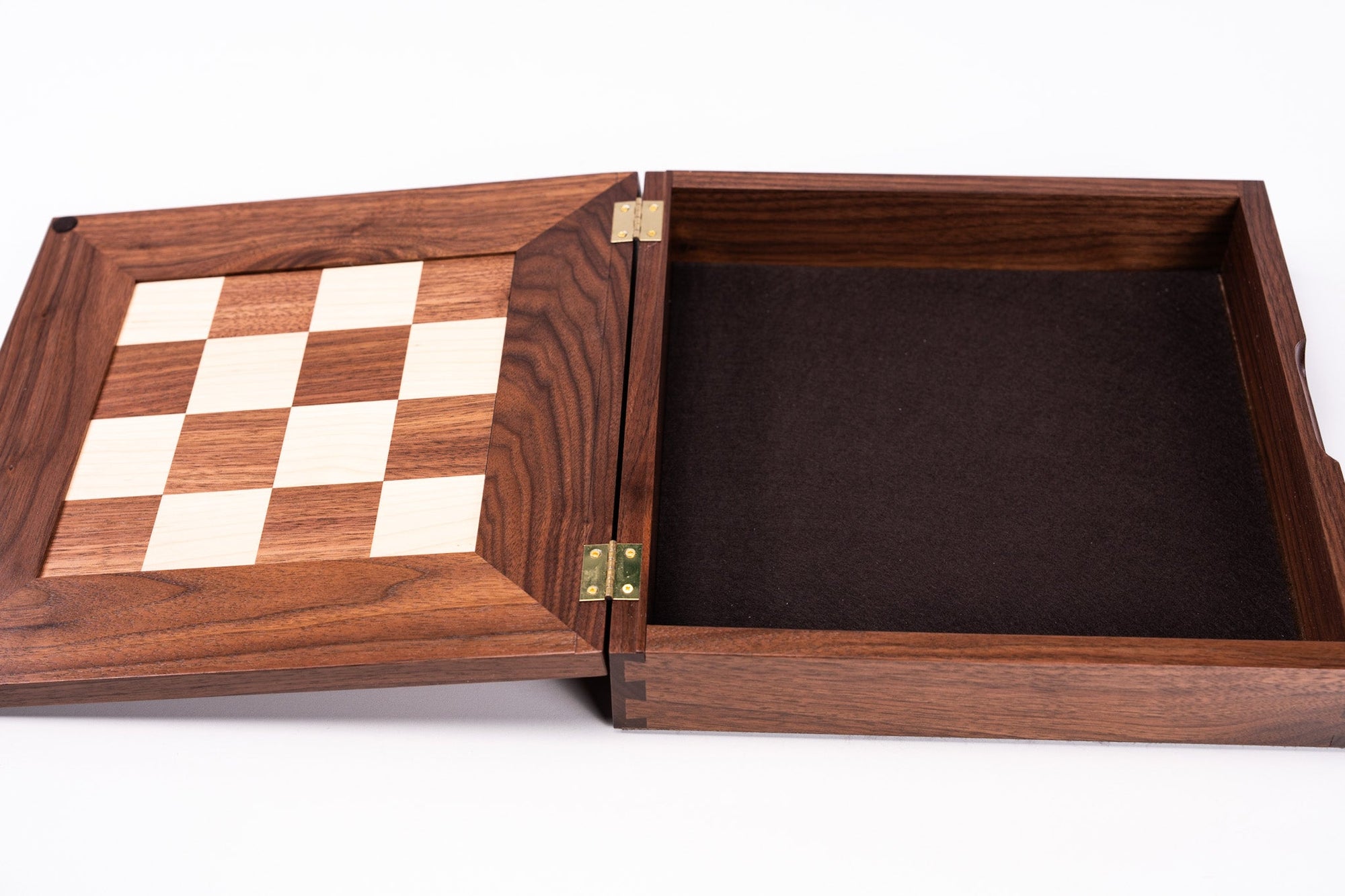 Walnut Maple Premium Hardwood Chess Box with Inset Minichess Board