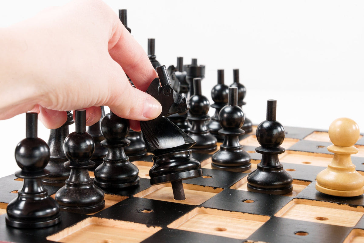 Wooden Chess Set for the Blind - 3.75 inch King