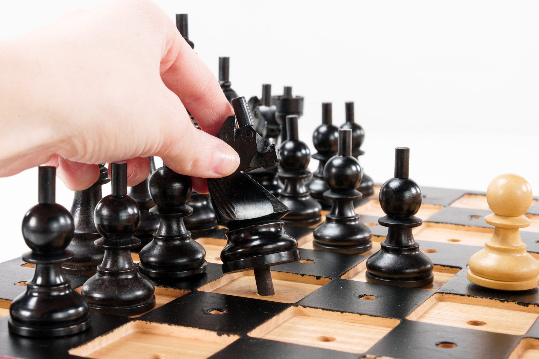 Wooden Chess Set for the Blind - 3.75 inch King