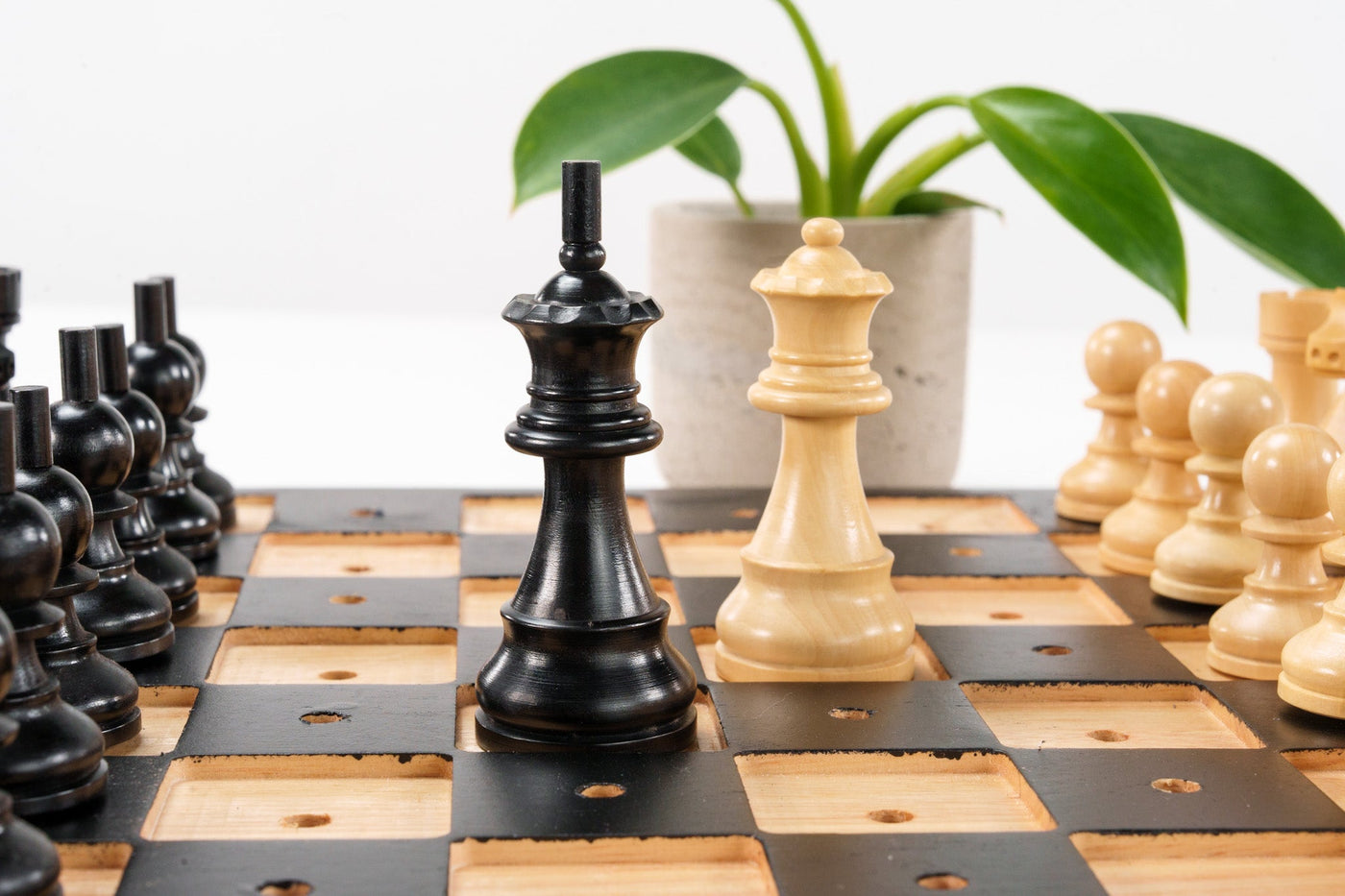 Wooden Chess Set for the Blind - 3.75 inch King