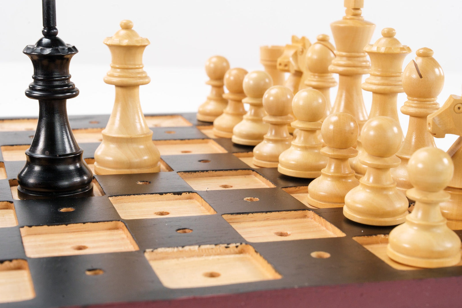 Wooden Chess Set for the Blind - 3.75 inch King