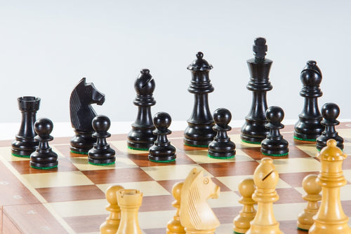 16" Folding Tournament Chess Set - German Design Ebonized
