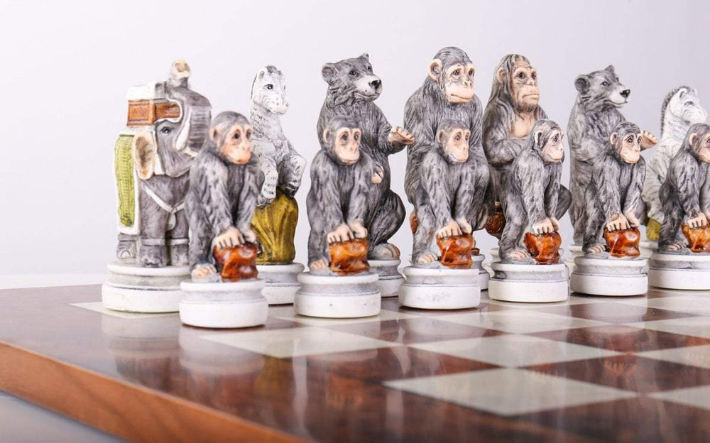 Animal Kingdom Exotic Elm Chess Set