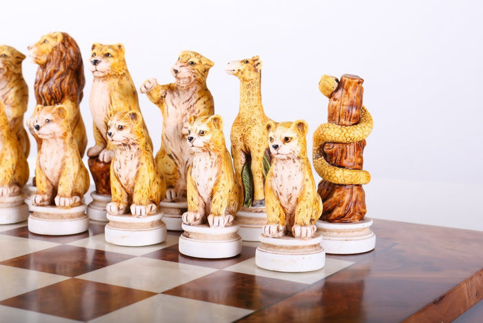 Animal Kingdom Exotic Elm Chess Set
