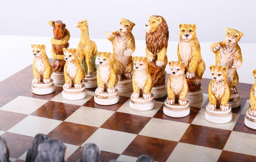 Animal Kingdom Exotic Elm Chess Set