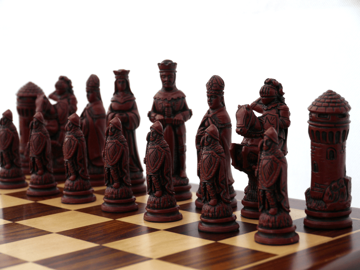 Camelot Chess Pieces by Berkeley - Cardinal Red