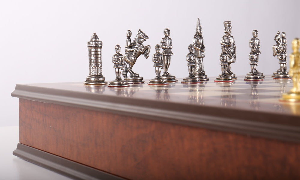 Gothic Chess Set with Cabinet Storage Board