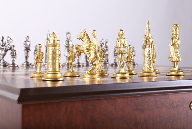 Gothic Chess Set with Cabinet Storage Board