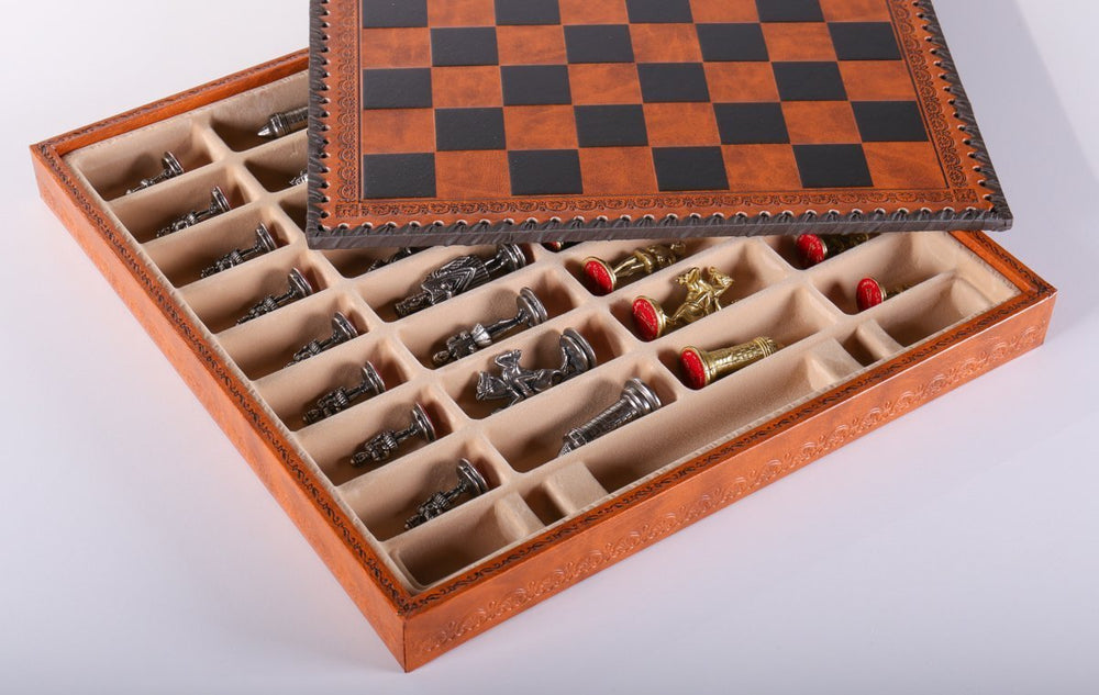 Gothic Chess Set with Leatherette Storage Board