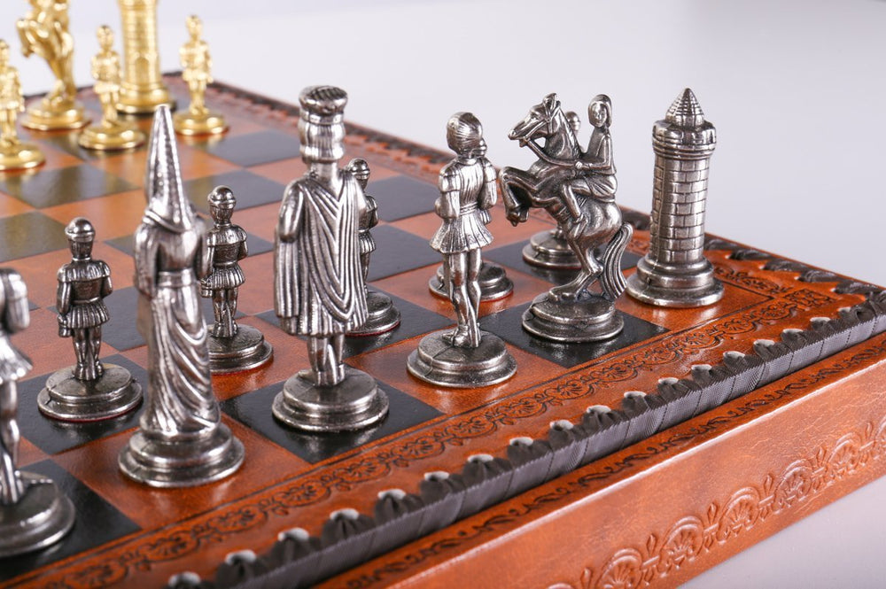 Gothic Chess Set with Leatherette Storage Board