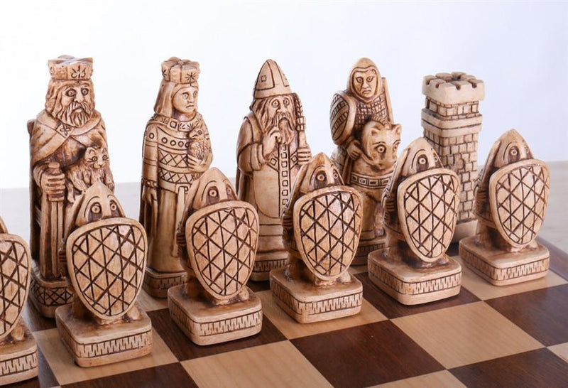 House of Hauteville Chess Set and Board Combo - Antique White and Brow
