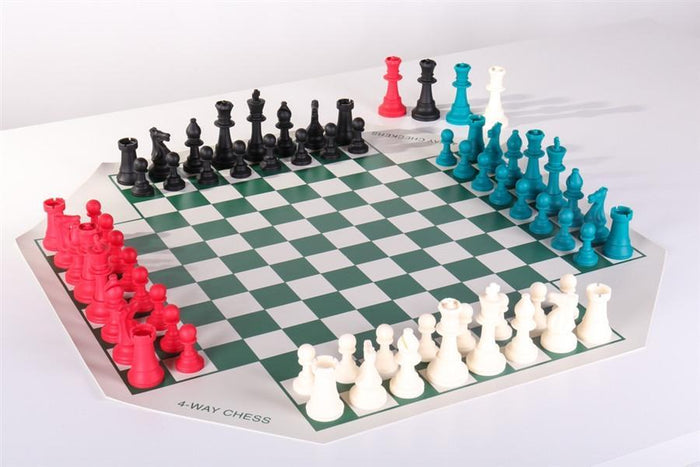 Large 4 Player Silicone Chess Set with Cloth Drawstring Bags
