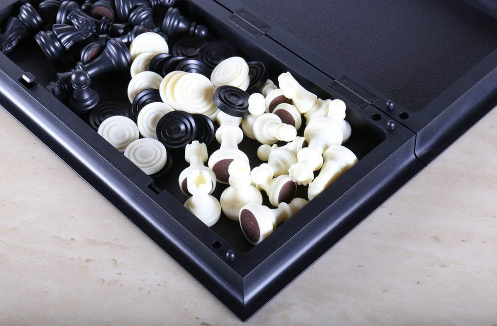 Magnetic Folding Travel Chess & Checker Set - Small