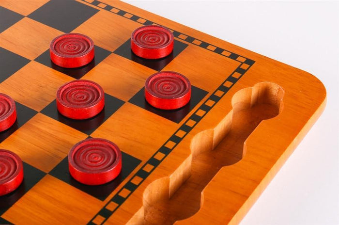 Red & Black Wood Checkers Set