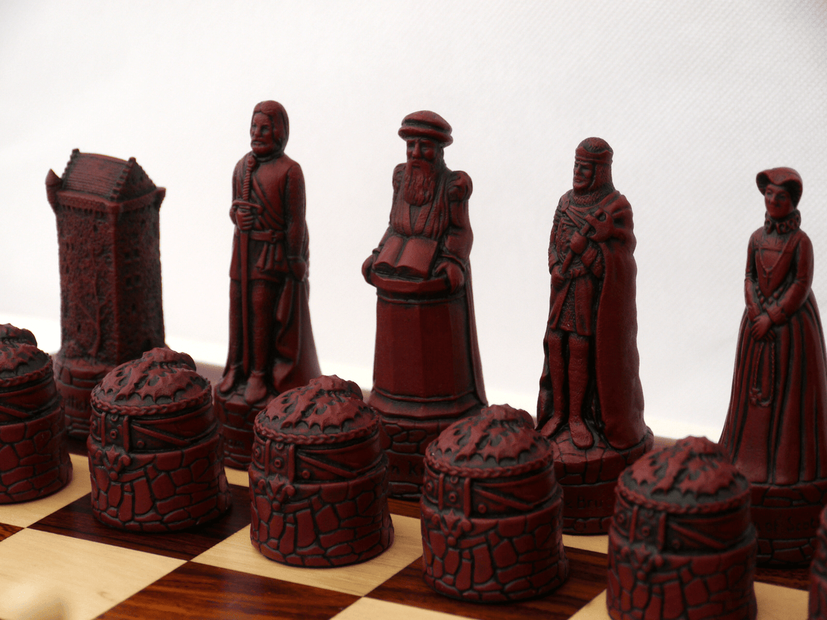 Scottish Chess Pieces by Berkeley - Cardinal Red