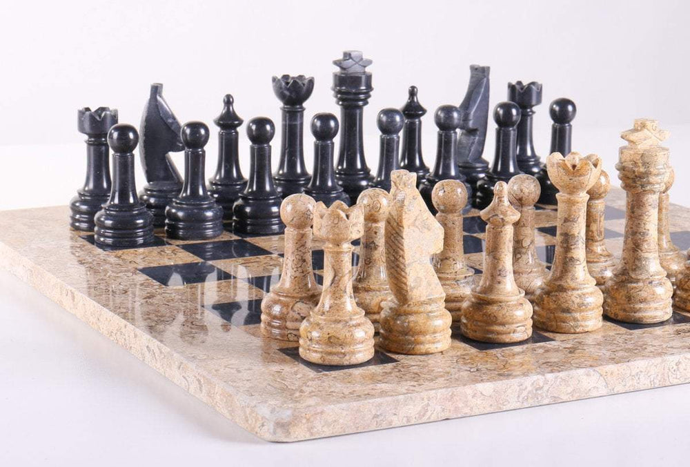 SINGLE REPLACEMENT PIECES: 15" Coral Stone & Black Marble Chess Set