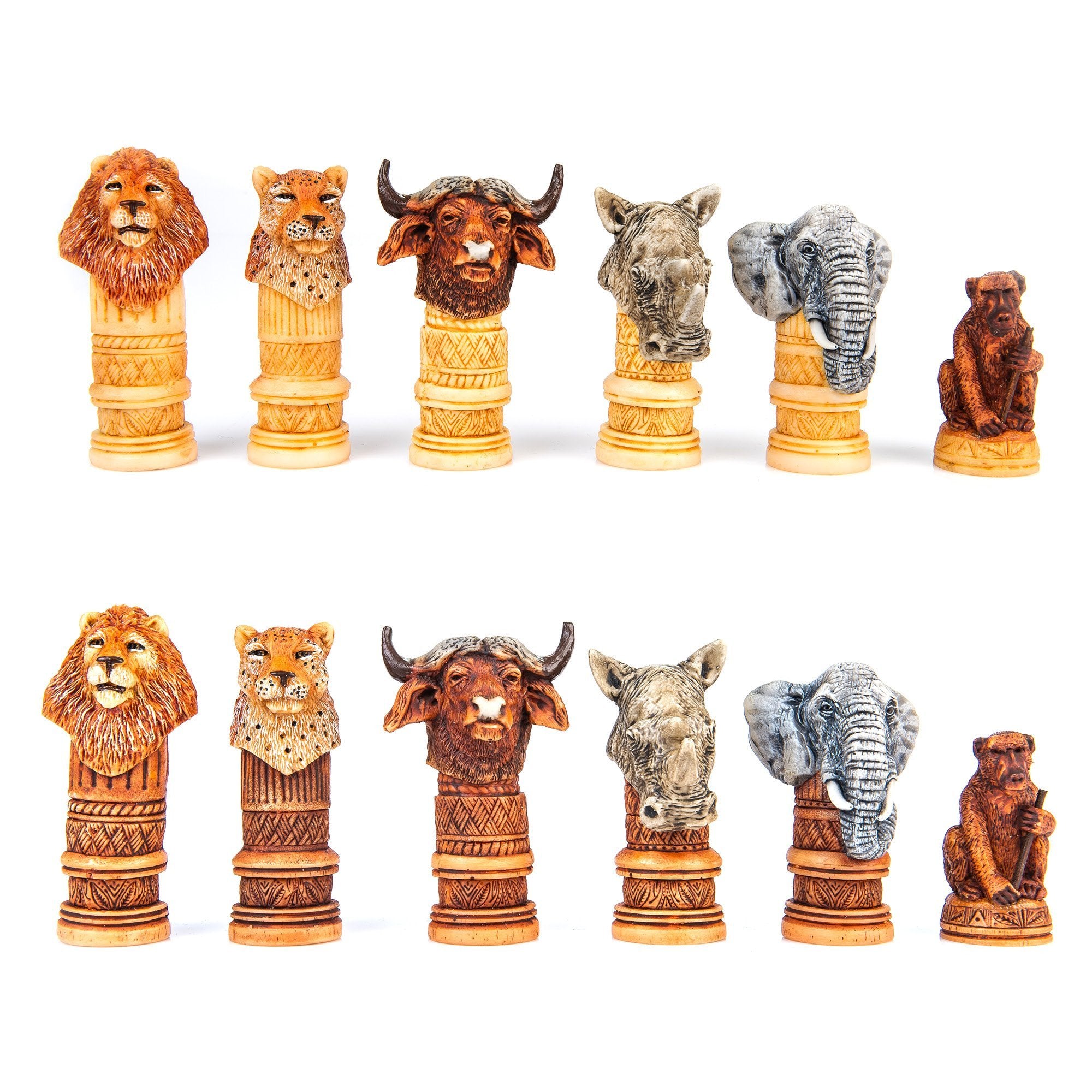 SINGLE REPLACEMENT PIECES: African Animal Chess Set - Big 5 Busts