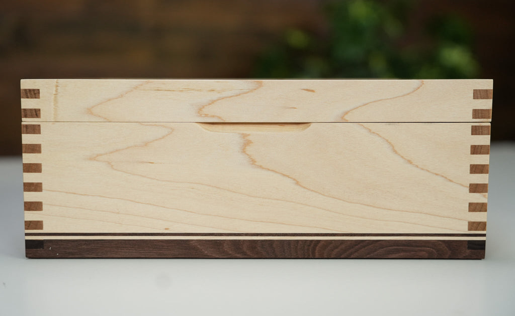 JLP Walnut and Maple Premium Hardwood Chess Piece Box (for standing pi ...