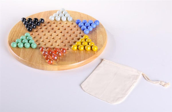 Wood Chinese Checkers Set w/Marbles