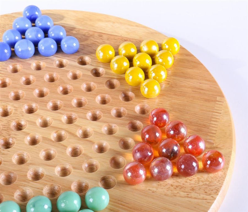 Wood Chinese Checkers Set w/Marbles