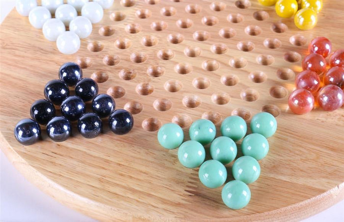 Wood Chinese Checkers Set w/Marbles